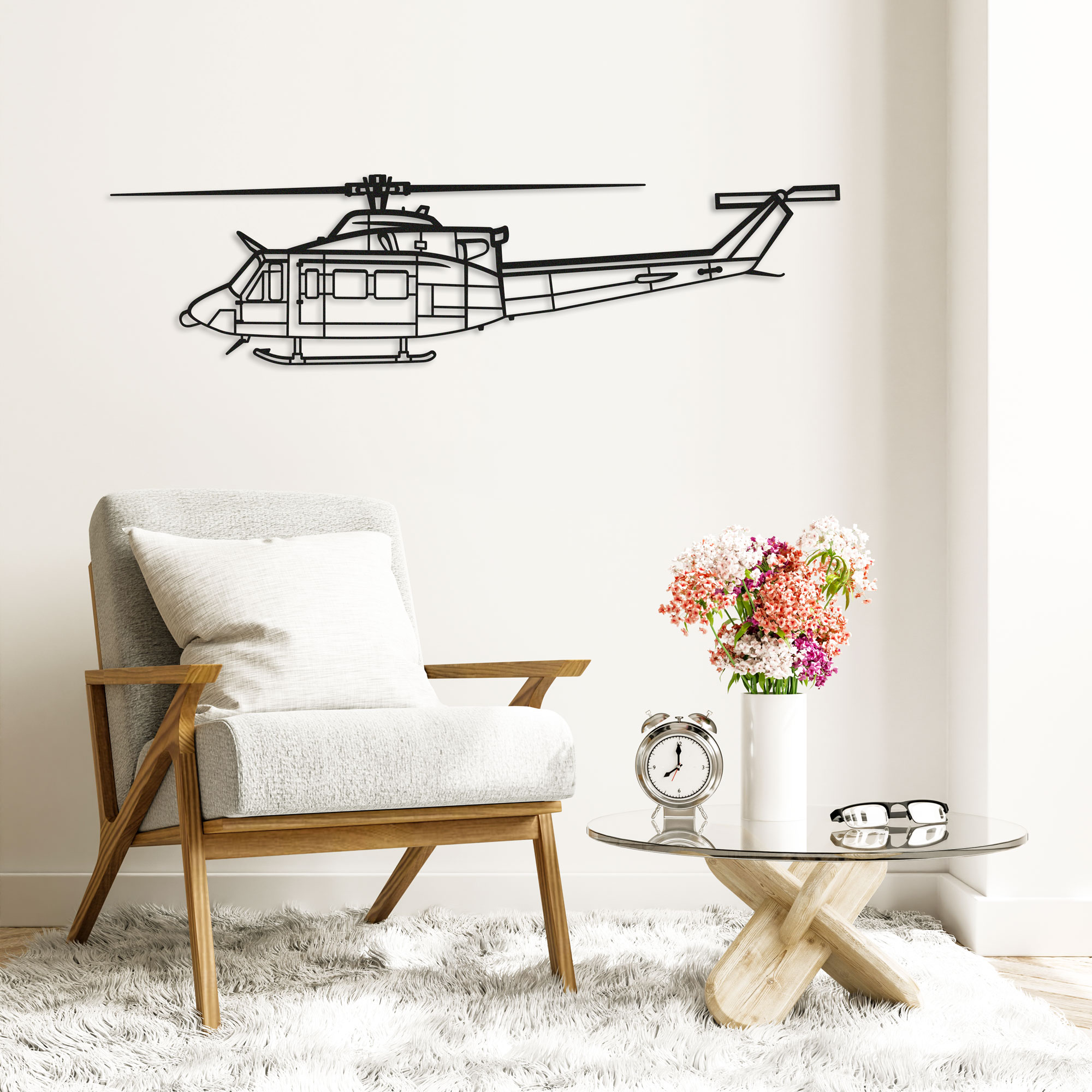 Bell 412 Helicopter Wall Art – Yeti Aero – Wood & Metal Wall Art