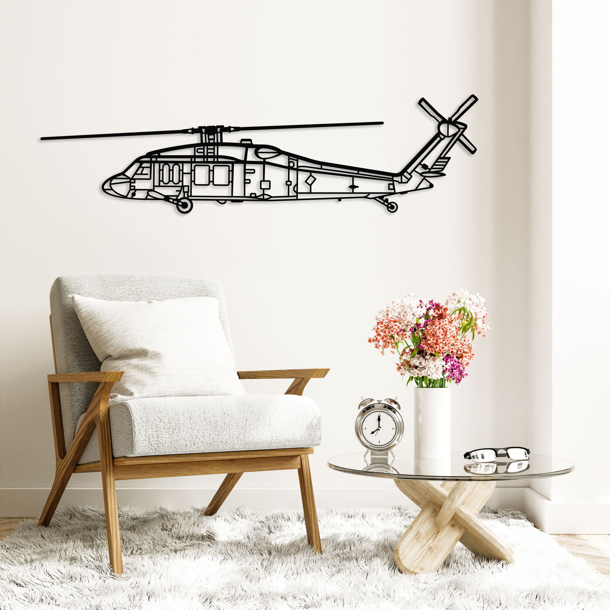 Sikorsky UH-60 Black Hawk Helicopter Wall Art – Yeti Aero – Wood ...